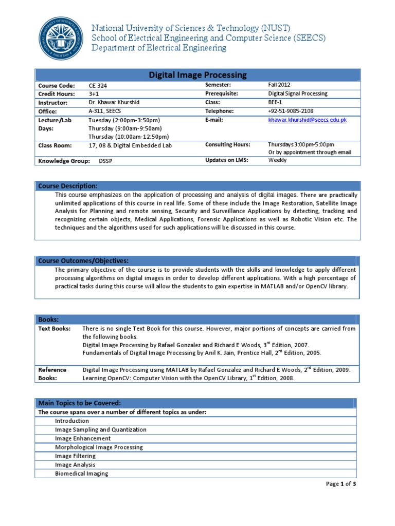 CE 324 Digital Image Processing | Download Free PDF | Data Compression | Image Segmentation