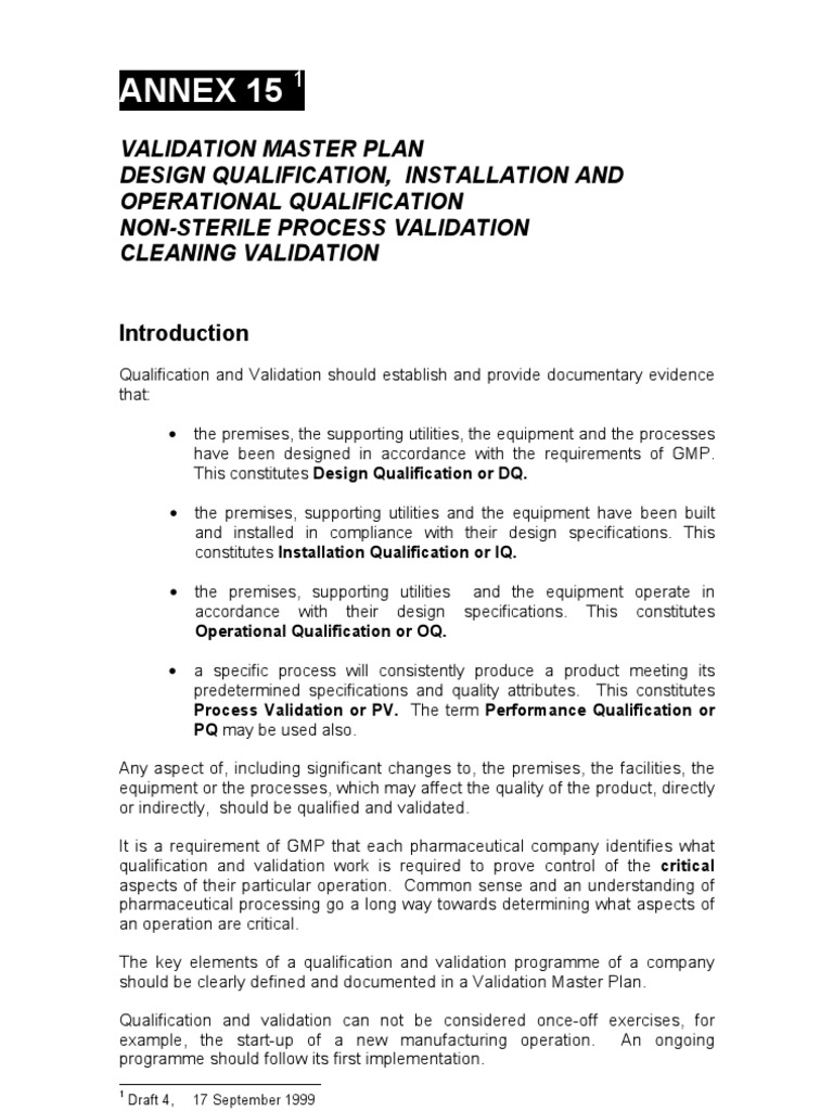 Validation Master Plan | Verification And Validation | Specification ...