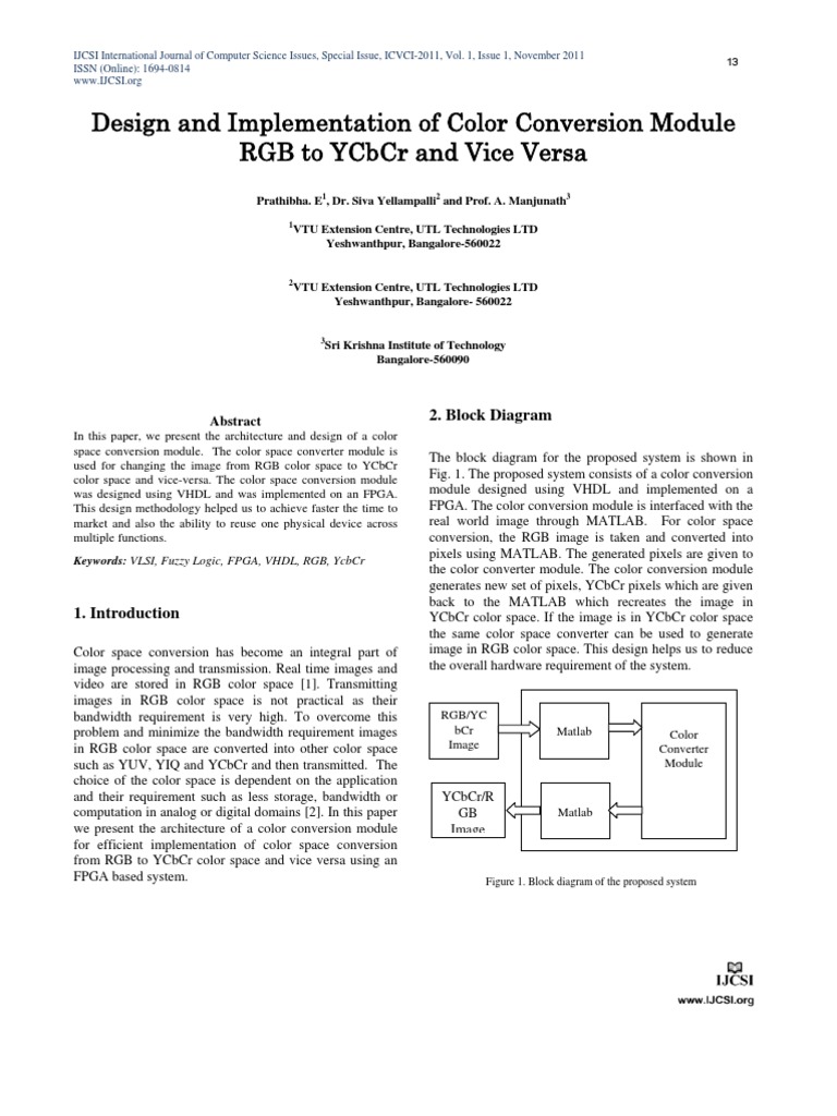 Mini Project To Convert RGB To Ycrcb | PDF | Rgb Color Model | Color