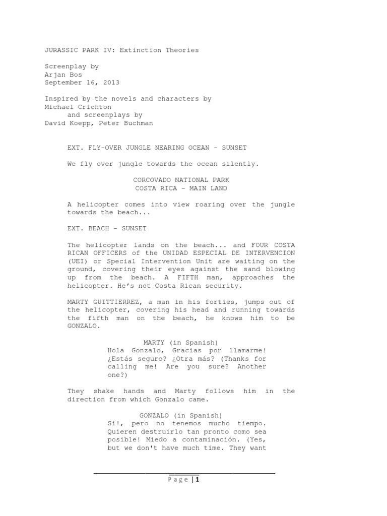 Jurassic Park IV - Screenplay (JP4) | PDF | Nature