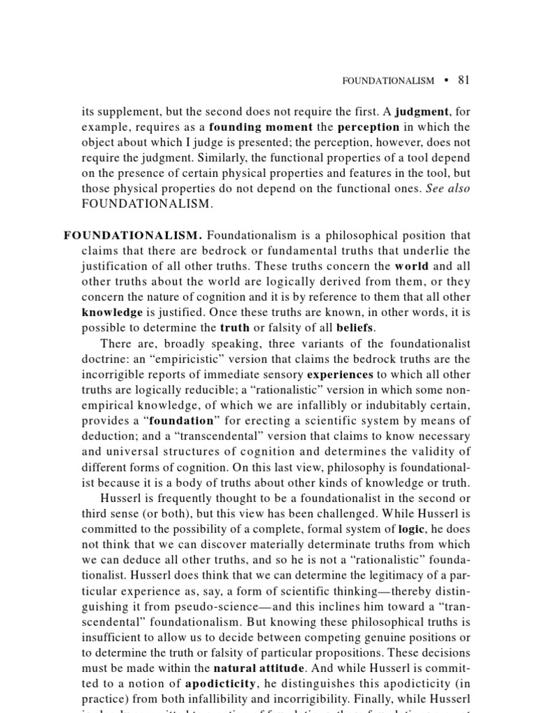FOUNDATIO NA LISM - Foundationalism Is A Philosophical Position That ...