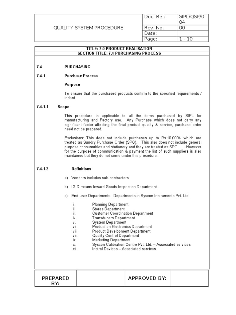 Draft Purchase Order Procedure | PDF | Invoice | Supply Chain
