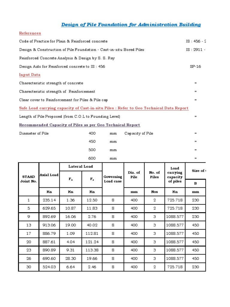 Design of Pile Foundation | PDF | Deep Foundation | Beam (Structure)