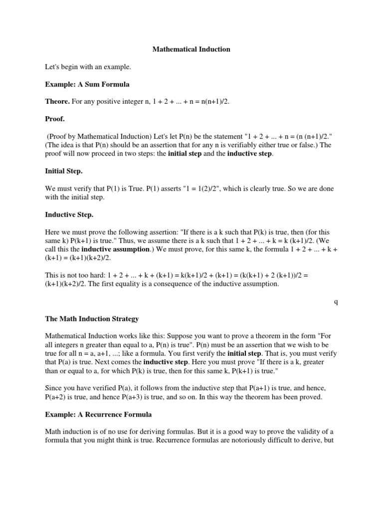 Mathematical Induction | PDF | Mathematical Proof | Theorem Mathematical Induction | PDF | Mathematical Proof | Theorem
