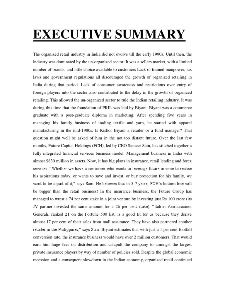 Executive Summary | Retail | Retailing