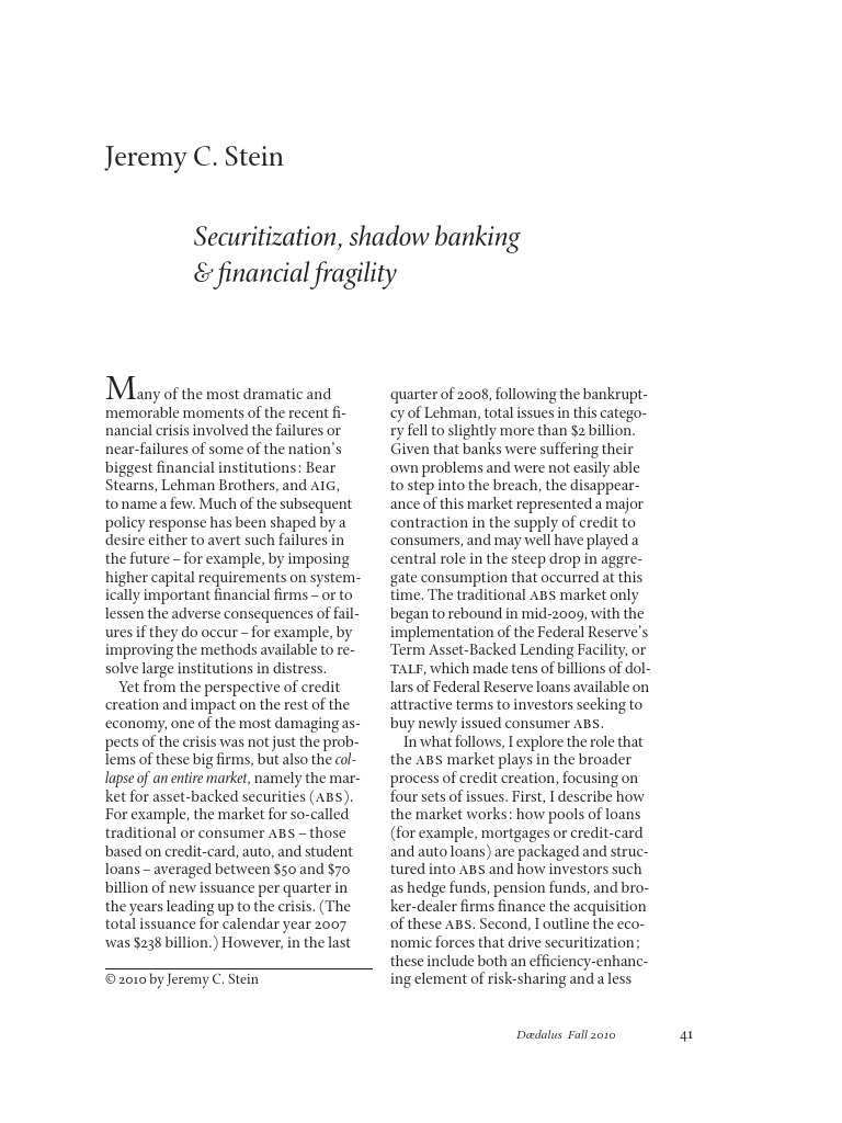 05 Shadow Banking | PDF | Asset Backed Security | Shadow Banking System