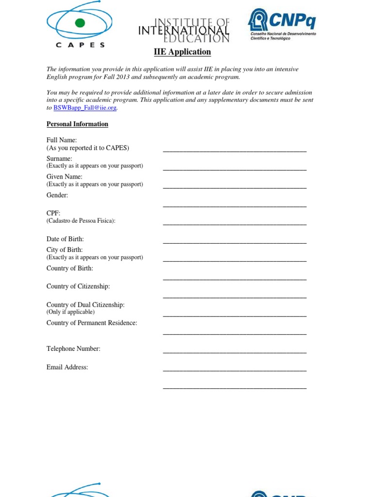Application Form v2 | PDF | Test Of English As A Foreign Language ...