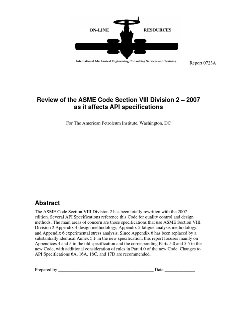 CODE DIV - 2 Review of The ASME Code Section VIII Division 2 - 2007 PDF ...