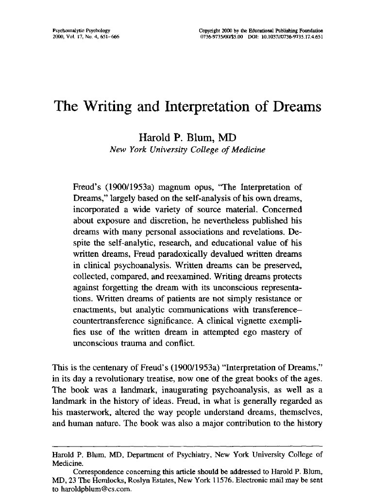 The Writing and Interpretation of Dreams | PDF | Psychoanalysis ...