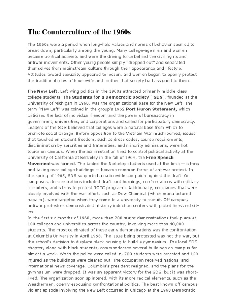 1960s Counterculture and Activism | PDF | Hippie | New Left