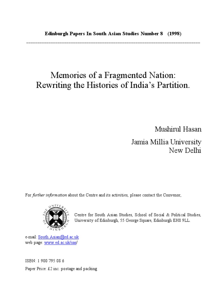 Memories of A Fragmented Nation - WP08 - Hassan | PDF | Partition Of ...