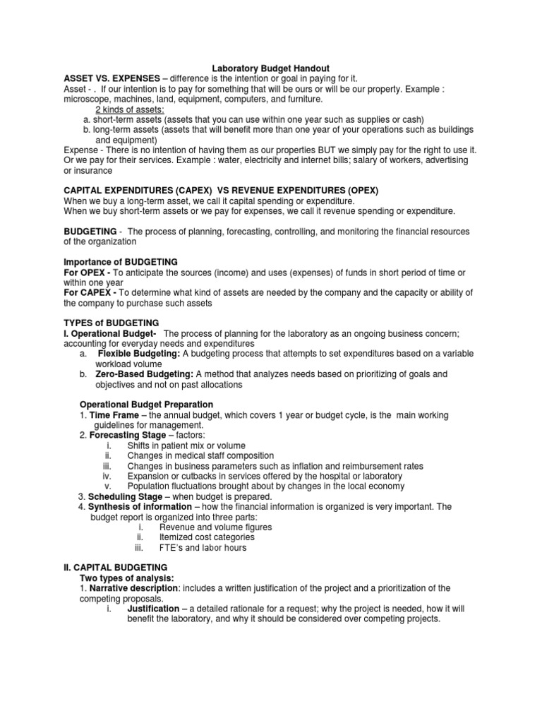 Laboratory Budget Handout | PDF | Capital Budgeting | Net Present Value