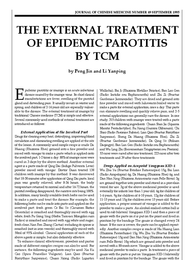 Epidemic Parotitis | PDF | Traditional Chinese Medicine | Acupuncture