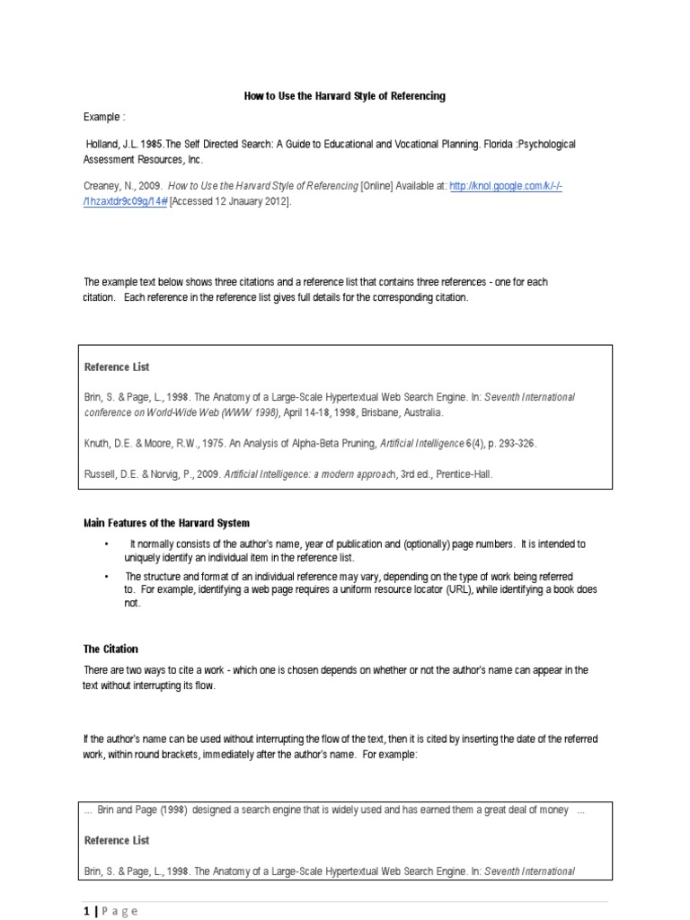 Harvard Style Referencing | Download Free PDF | Citation | Web Search ...