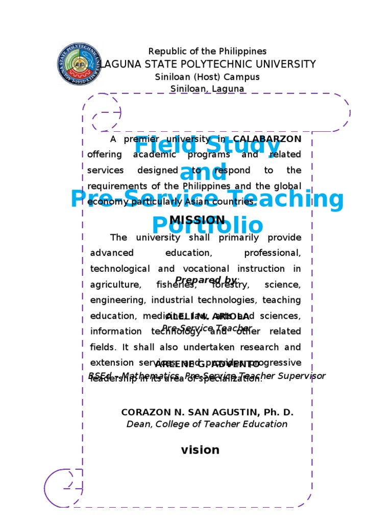 Field Study and Pre-Service Teaching Portfolio: Laguna State ...