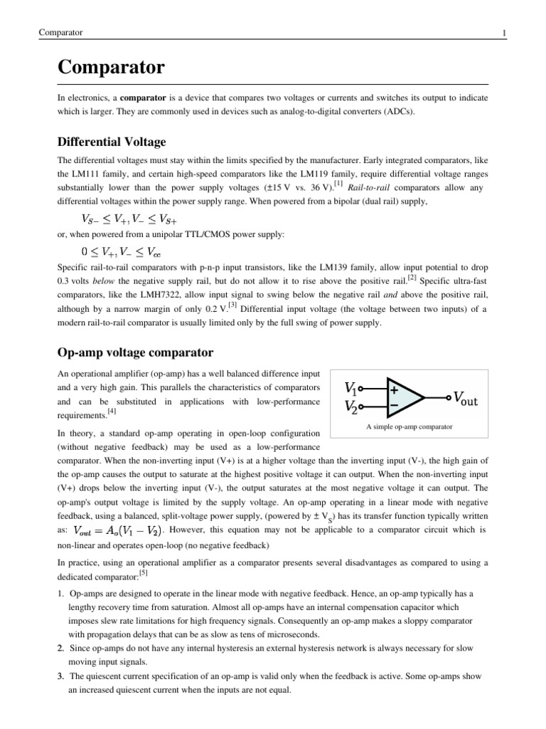 Comparator: Differential Voltage | PDF | Operational Amplifier ...