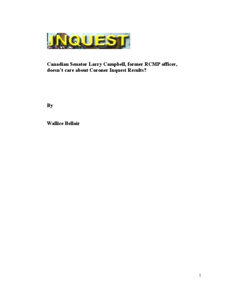 Canadian Senator Larry Campbell Former RCMP Officer Doesnt Care About ...