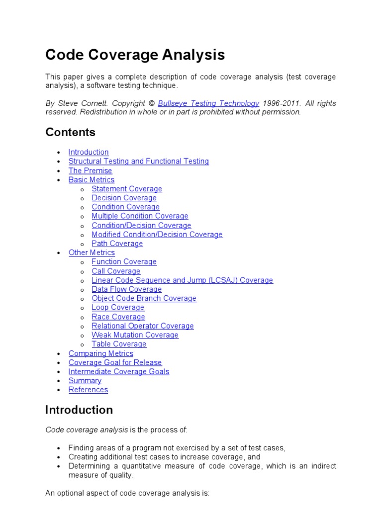 Code Coverage Analysis Pdf Control Flow Boolean Data Type
