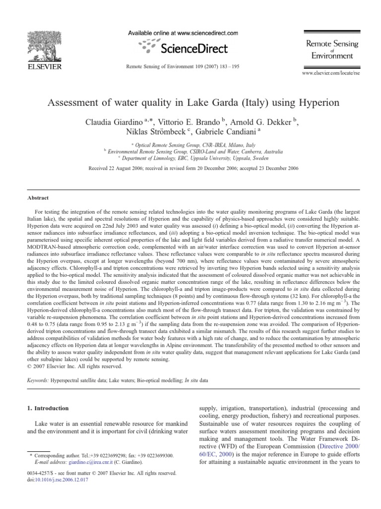 Water Qual Hyperion 07 | PDF | Correlation And Dependence | Water Resources