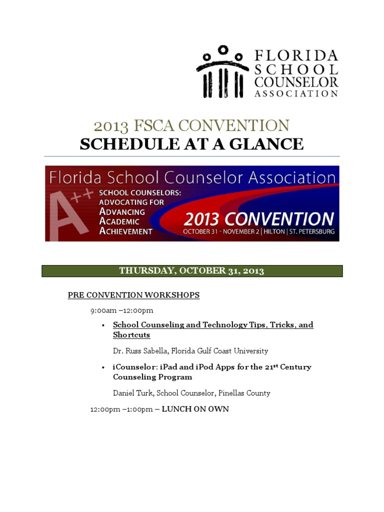 FSCA Convention: School Counselor Focus | PDF | School Counselor | Schools