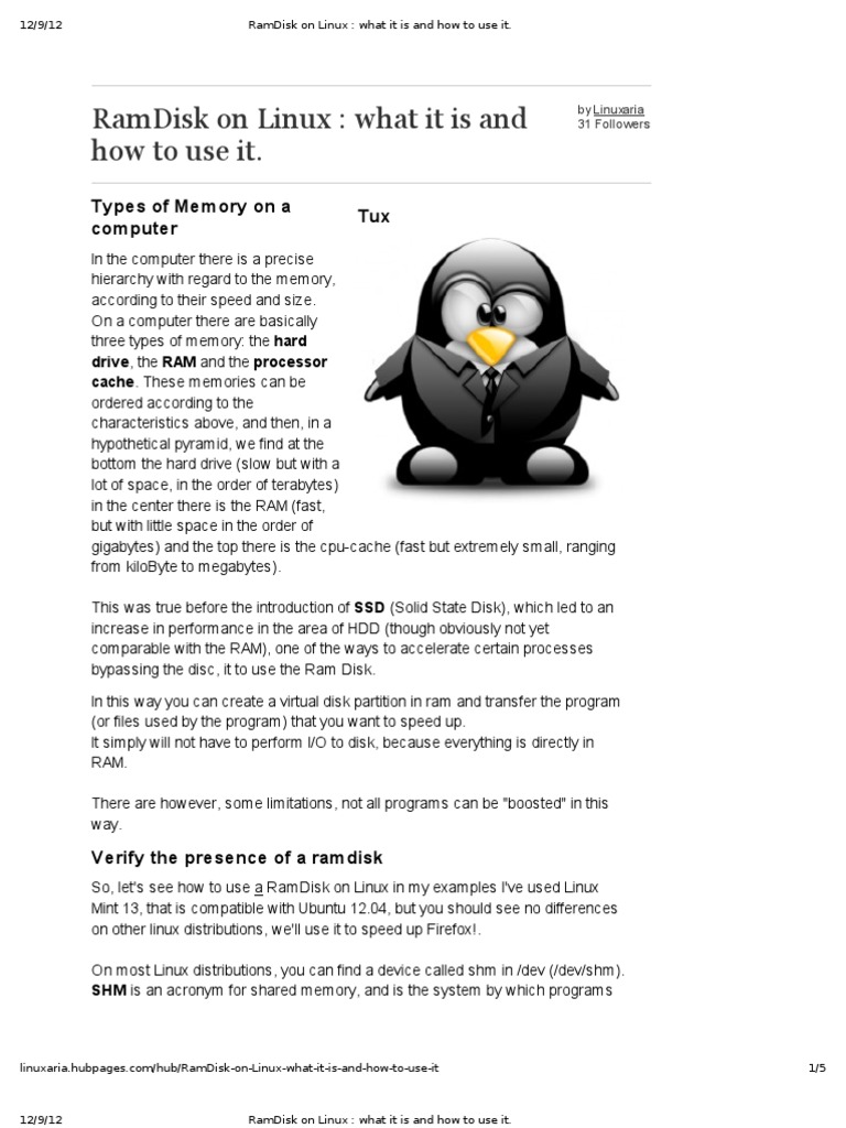 RamDisk - What and How | PDF | Computer File | Computer Data Storage