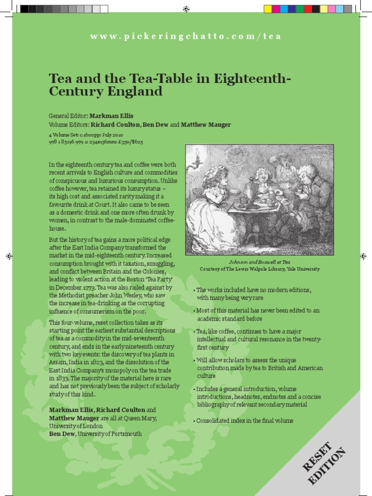 Tea and The Tea-Table in Eighteenth-Century England | PDF | Tea ...