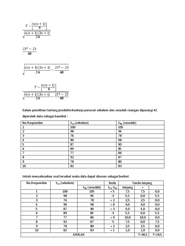 Rumus Wilcoxon | PDF