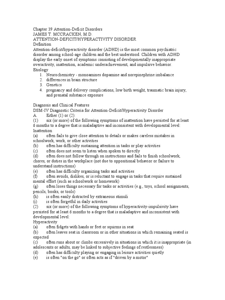 ADHD - Resume | PDF | Attention Deficit Hyperactivity Disorder | Human ...