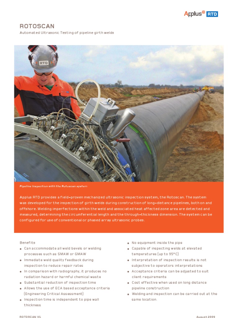 Rotoscan: Automated UT for Girth Welds | PDF | Welding | Construction