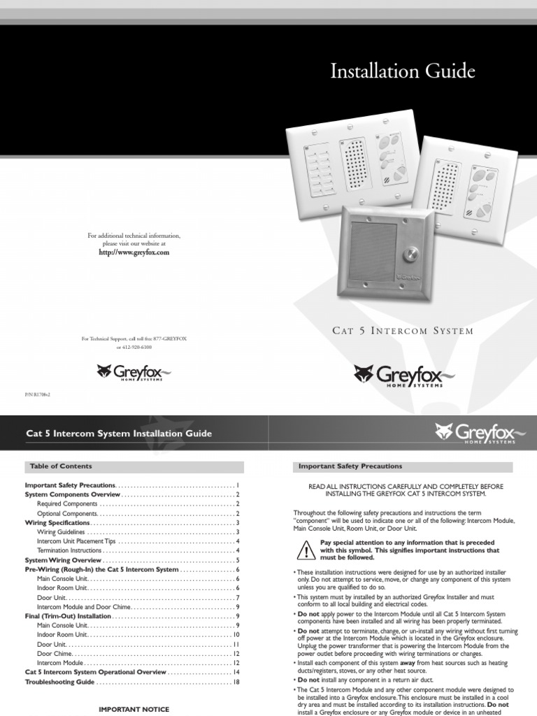 GreyFox Intercom Install Guide | Download Free PDF | Electrical ...