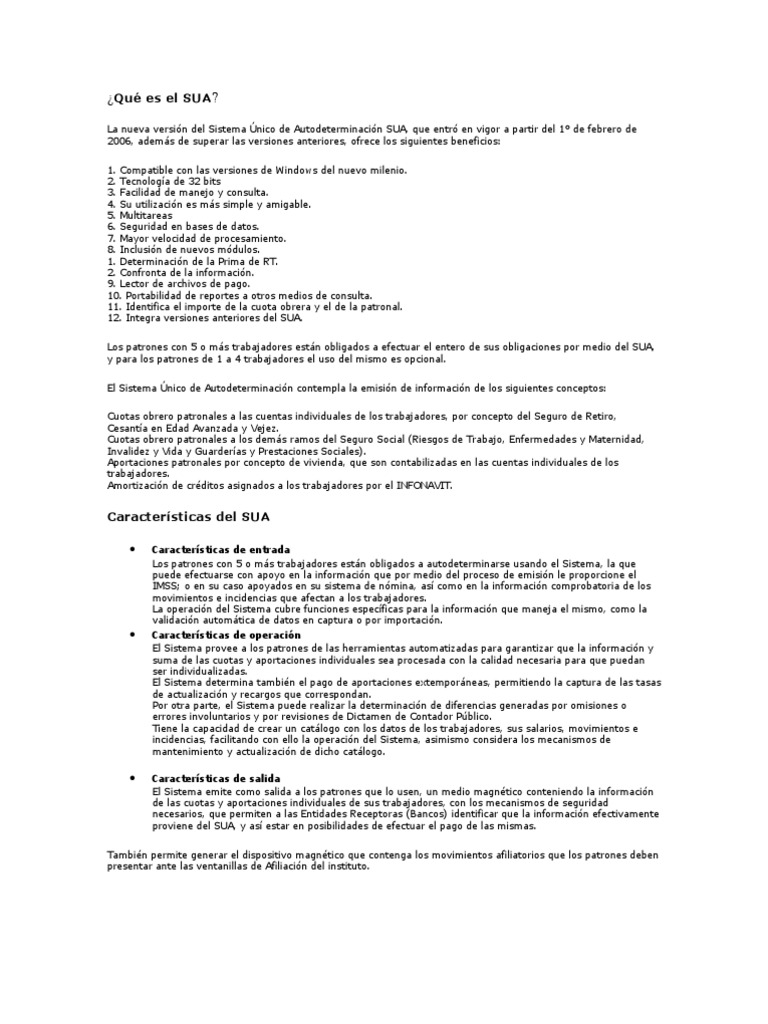 Qué Es El SUA | Descargar gratis PDF | Salario | Pensión