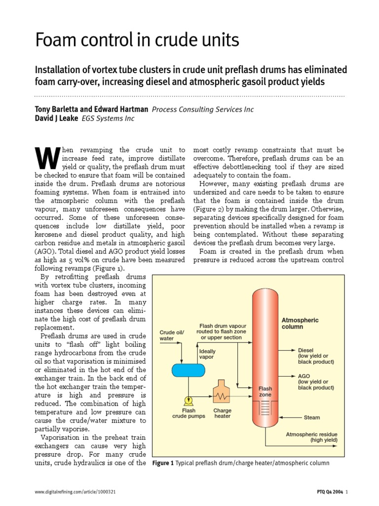 Foam Control in Crude Units | PDF | Distillation | Foam