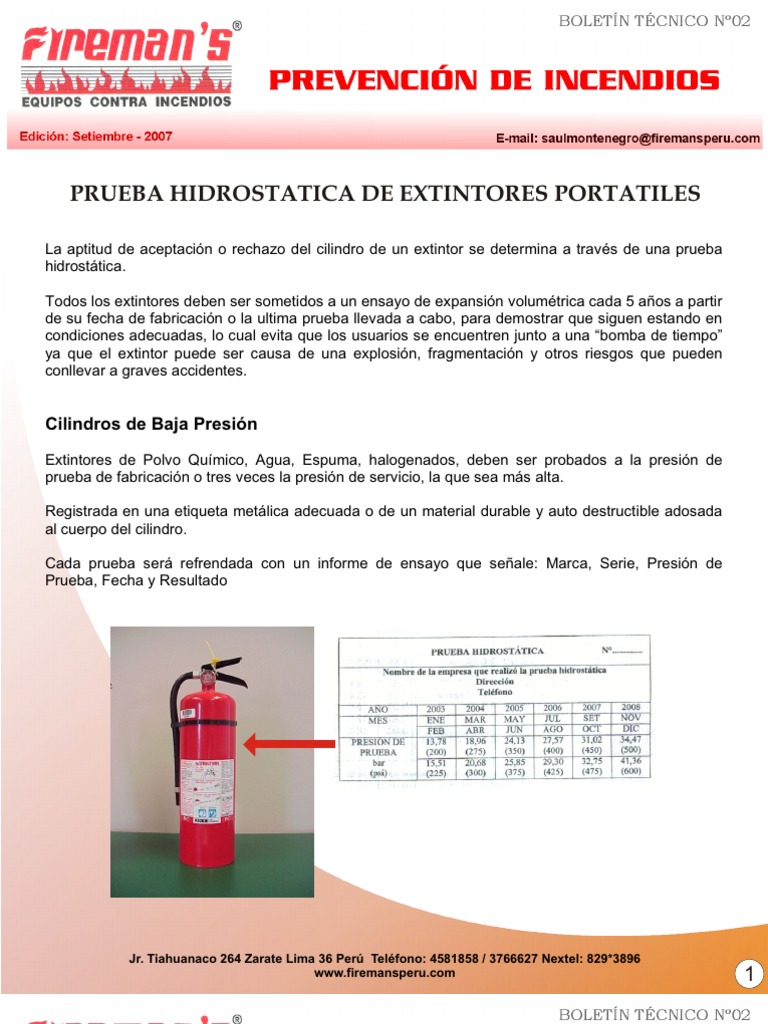 Prueba Hidrostática de Extintores | PDF