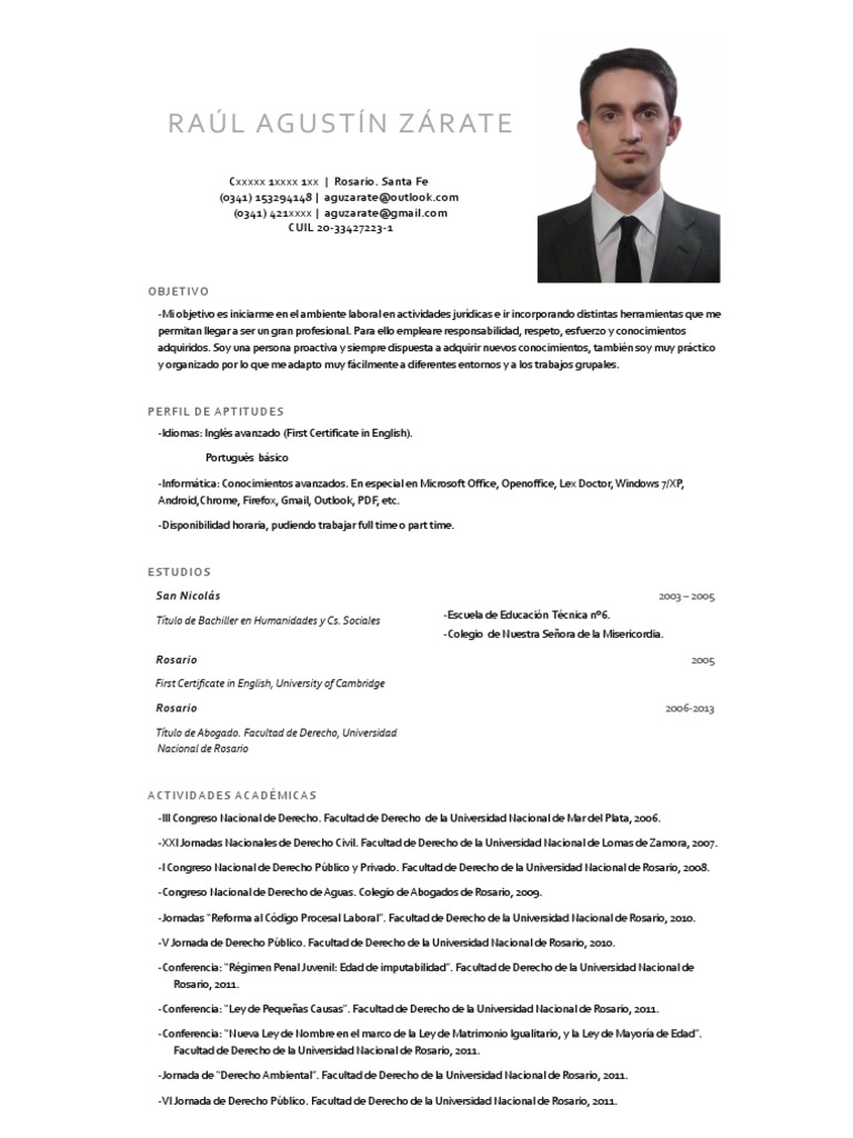 Curriculum Vitae. Raul Agustin Zarate. | PDF