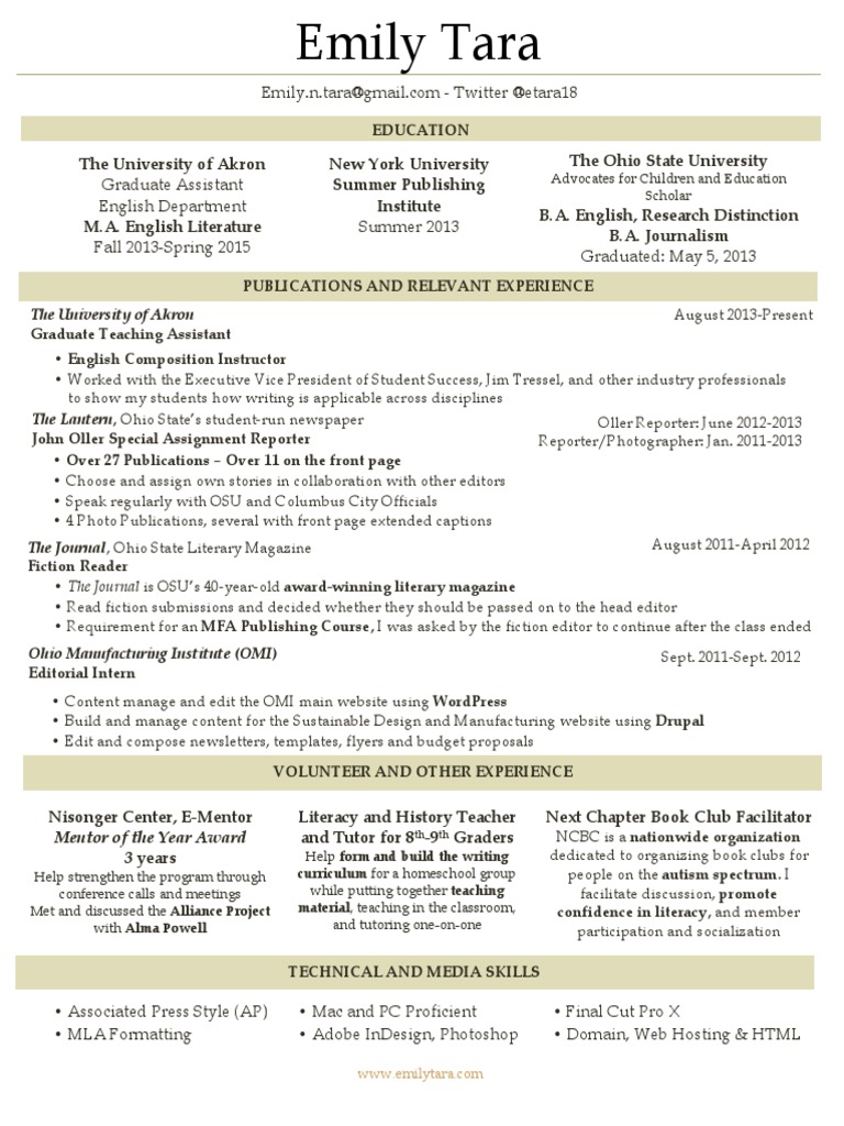 Emily Tara's Resume | PDF | Ohio State University | Ohio