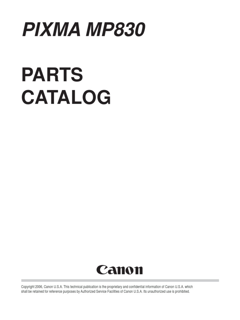Canon PIXMA MP830 Parts Catalog | PDF | Business | Computers