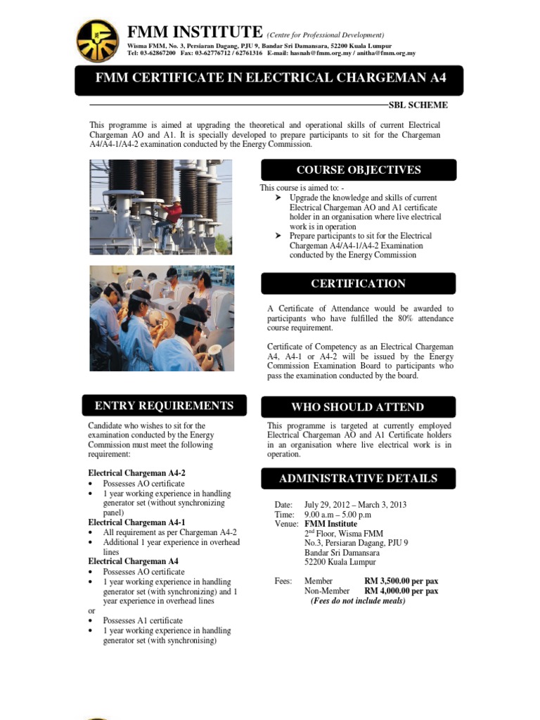 Certificate in Electrical Chargeman a4 | Electricity | Electrical ...