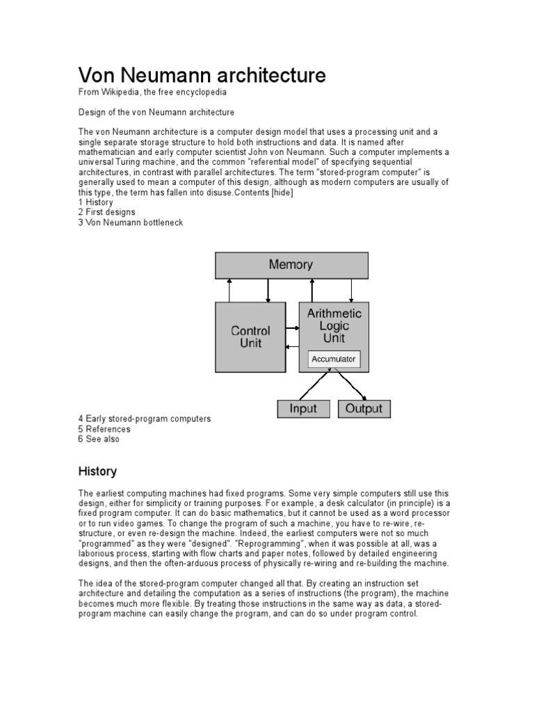 Von Neumann Computer Architecture | PDF | Computer Program | Programming