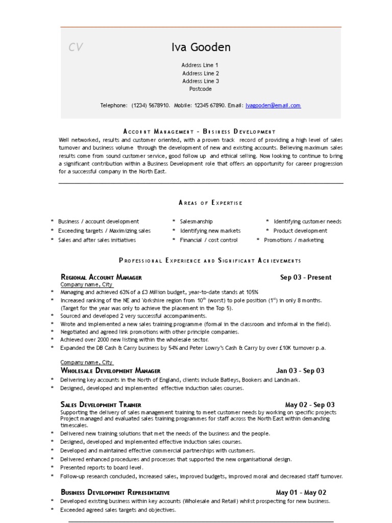 Regional Account Manager CV | PDF | Sales | Retail