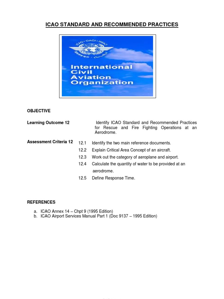 ICAO Standard and Recommended Practices | Firefighting | Foam