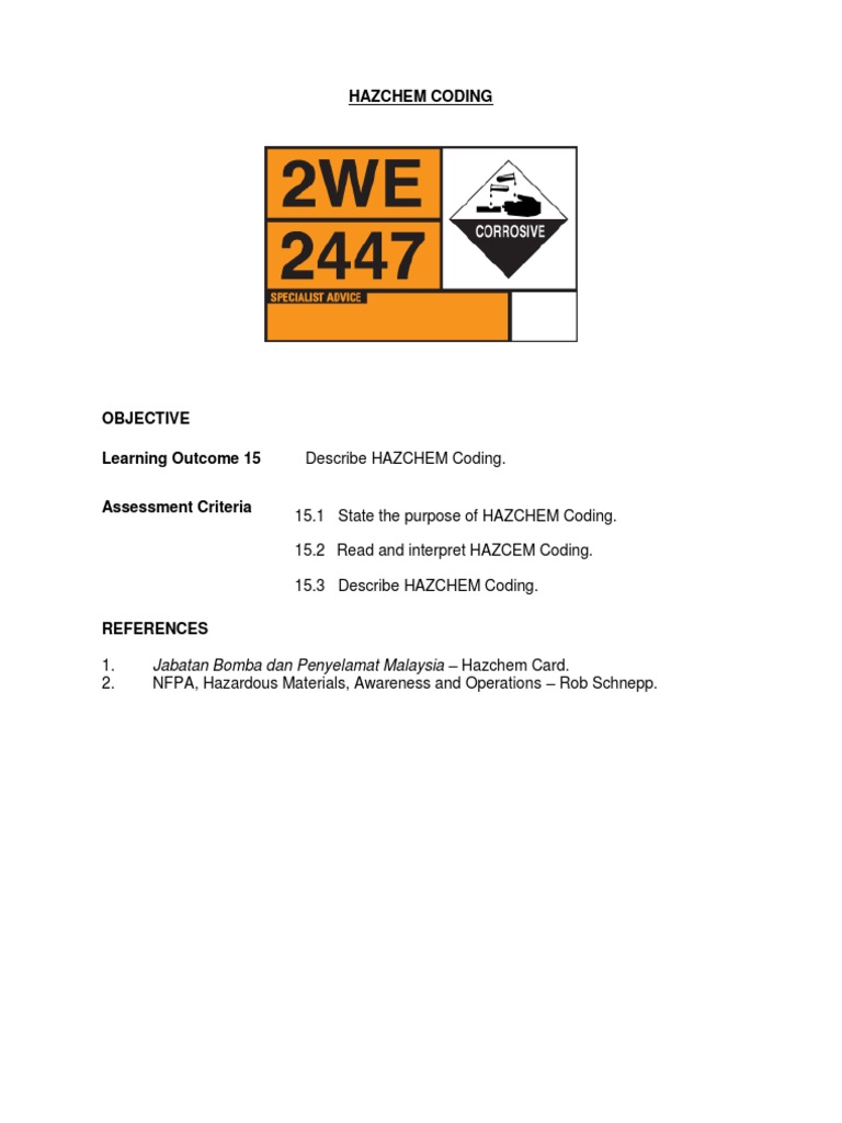 Hazchem Coding Pdf Dangerous Goods Safety