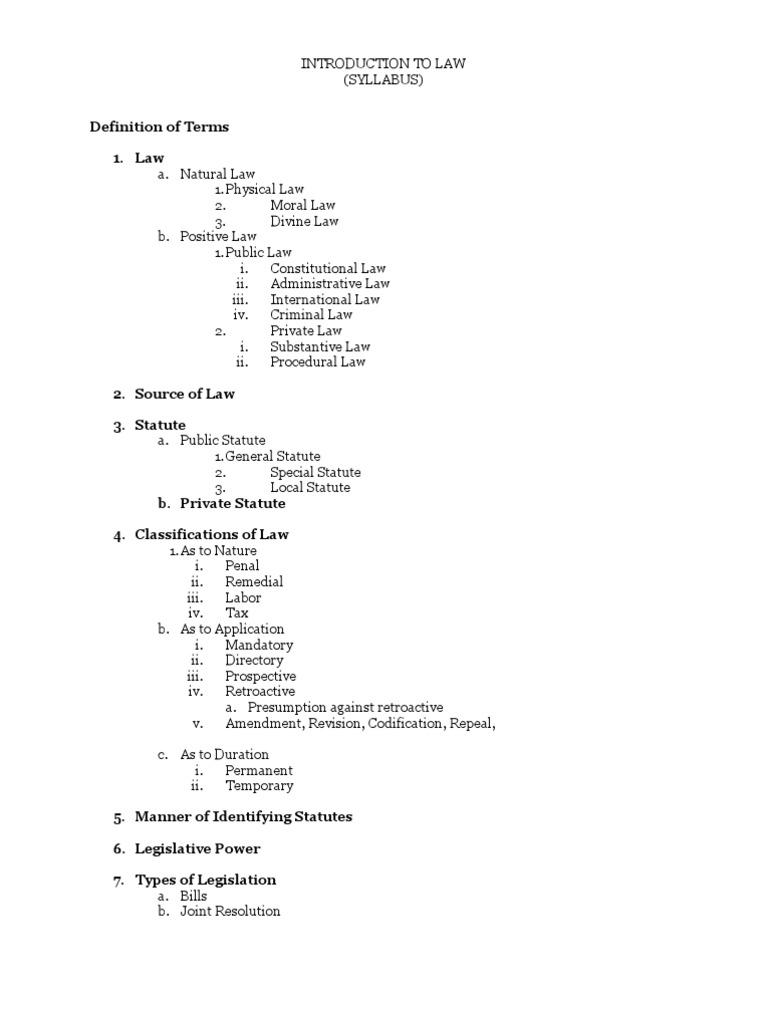 Intro To Law Syllabus | PDF