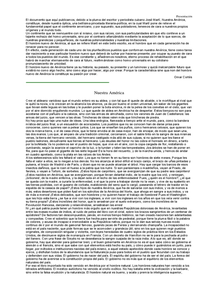 Nuestra America. Jose Marti | PDF