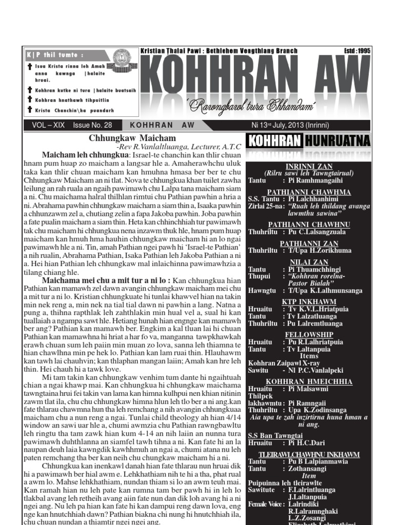 Kohhran Aw 2013.07.13 | PDF