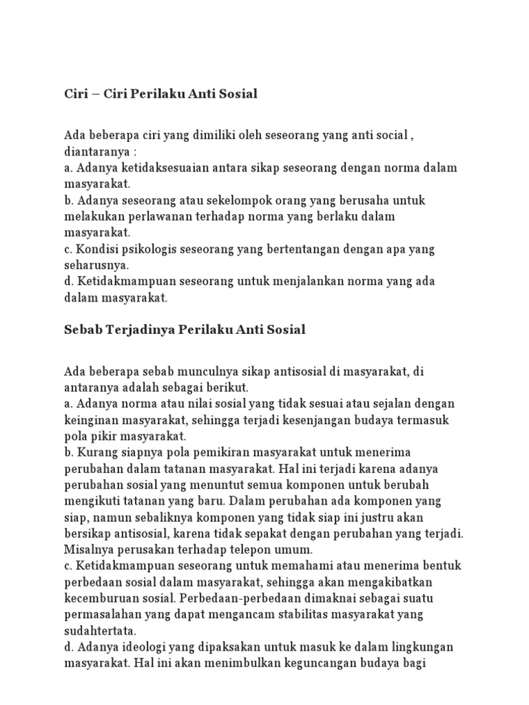 Anti Sosial 1 | PDF