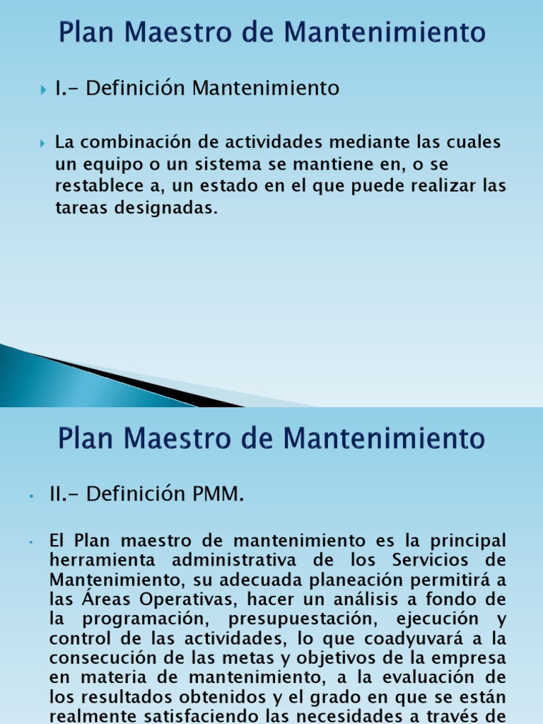 Plan Maestro de Mantenimiento | PDF | Planificación | Recursos humanos