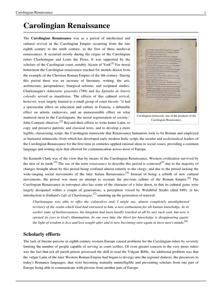 The Intellectual and Cultural Revival of the Carolingian Empire: The ...