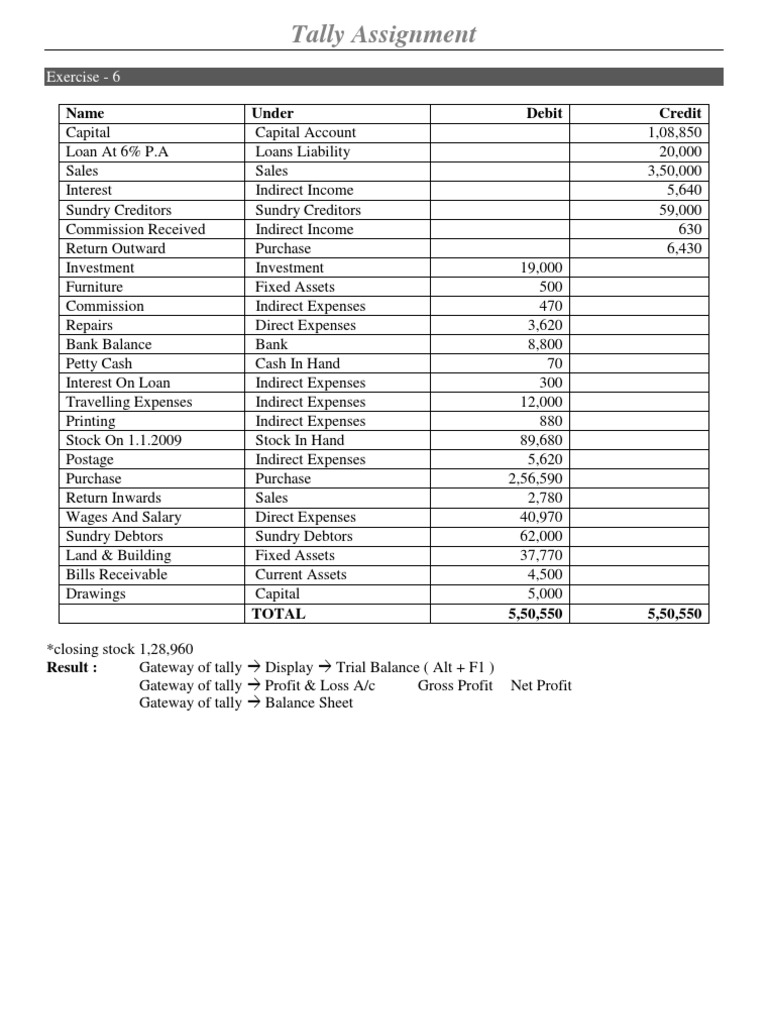 Tally Exercise 6