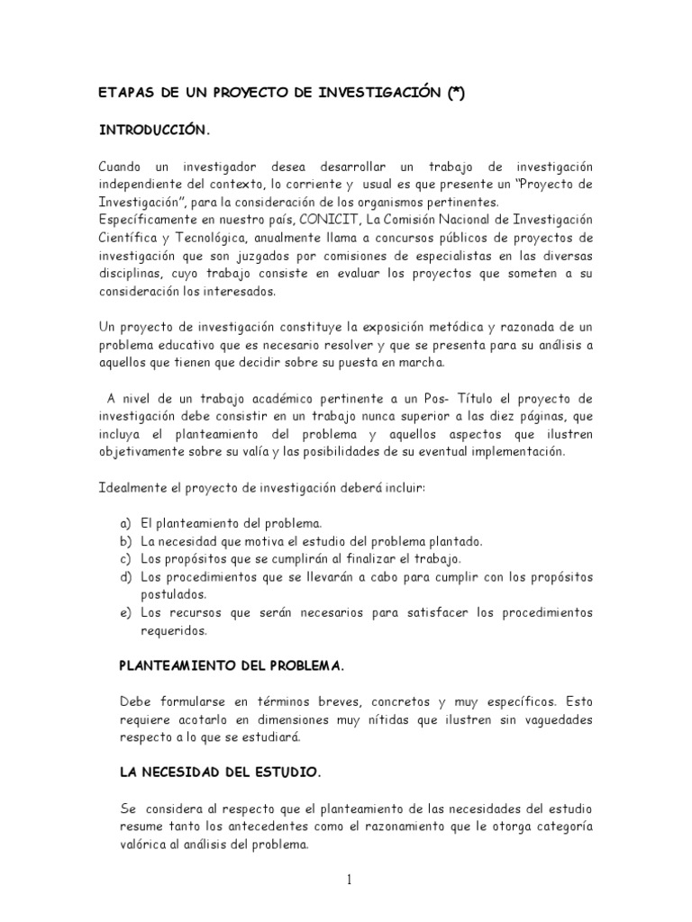 Etapas de Un Proyecto de Investigación | PDF | Teoría | Recursos humanos