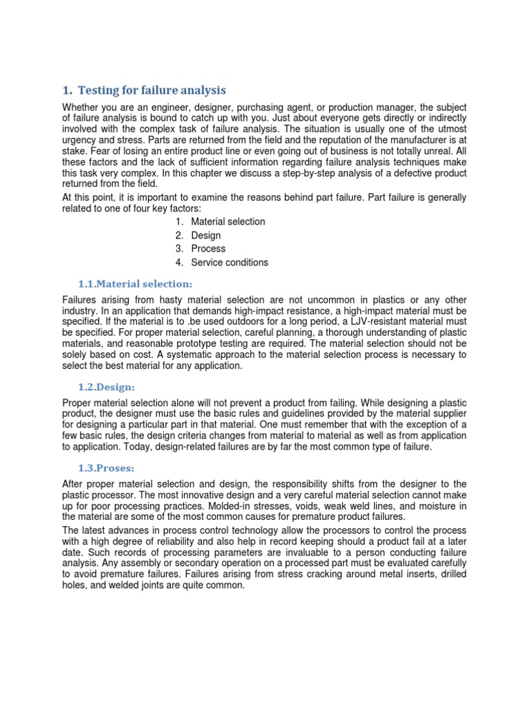 Testing For Failure Analysis - Brief | PDF | Stress (Mechanics) | Welding